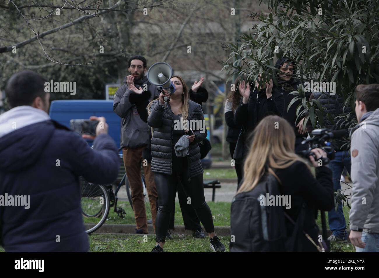 Relatives of prisoners outside the San Vittore prison in Milan as ...