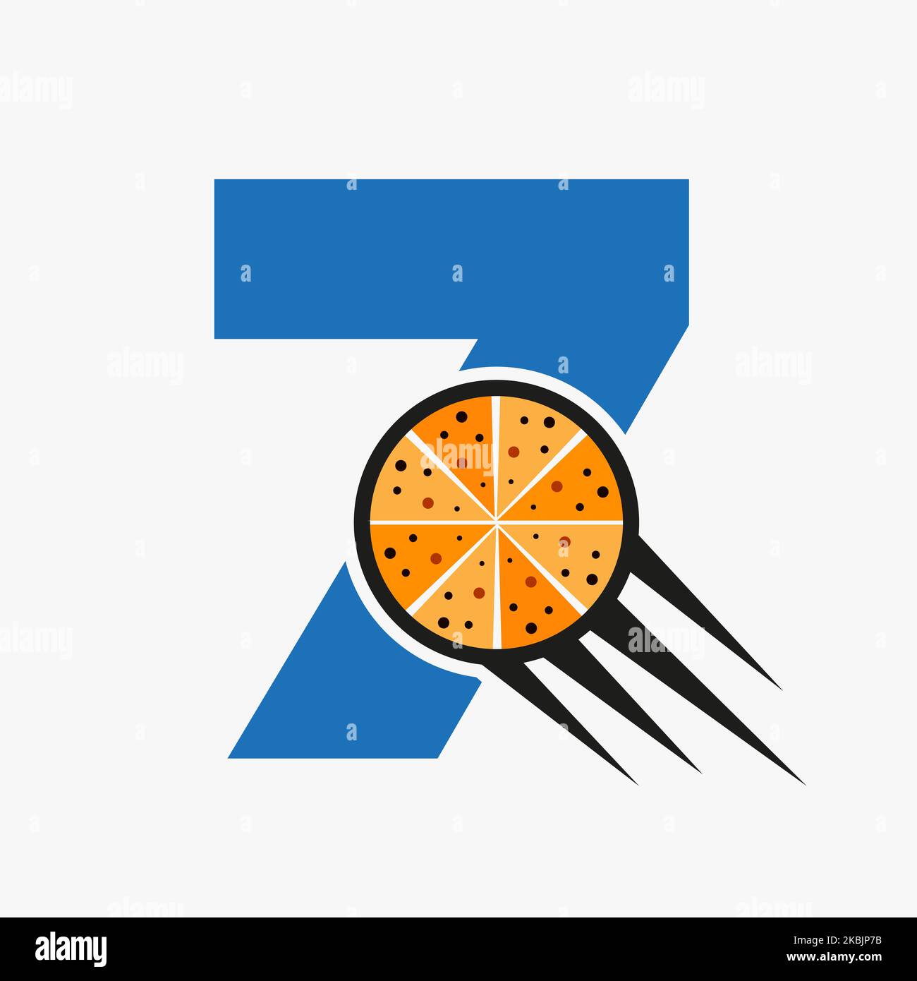 Initial Letter 7 Restaurant Cafe Logo With Pizza Concept Vector ...