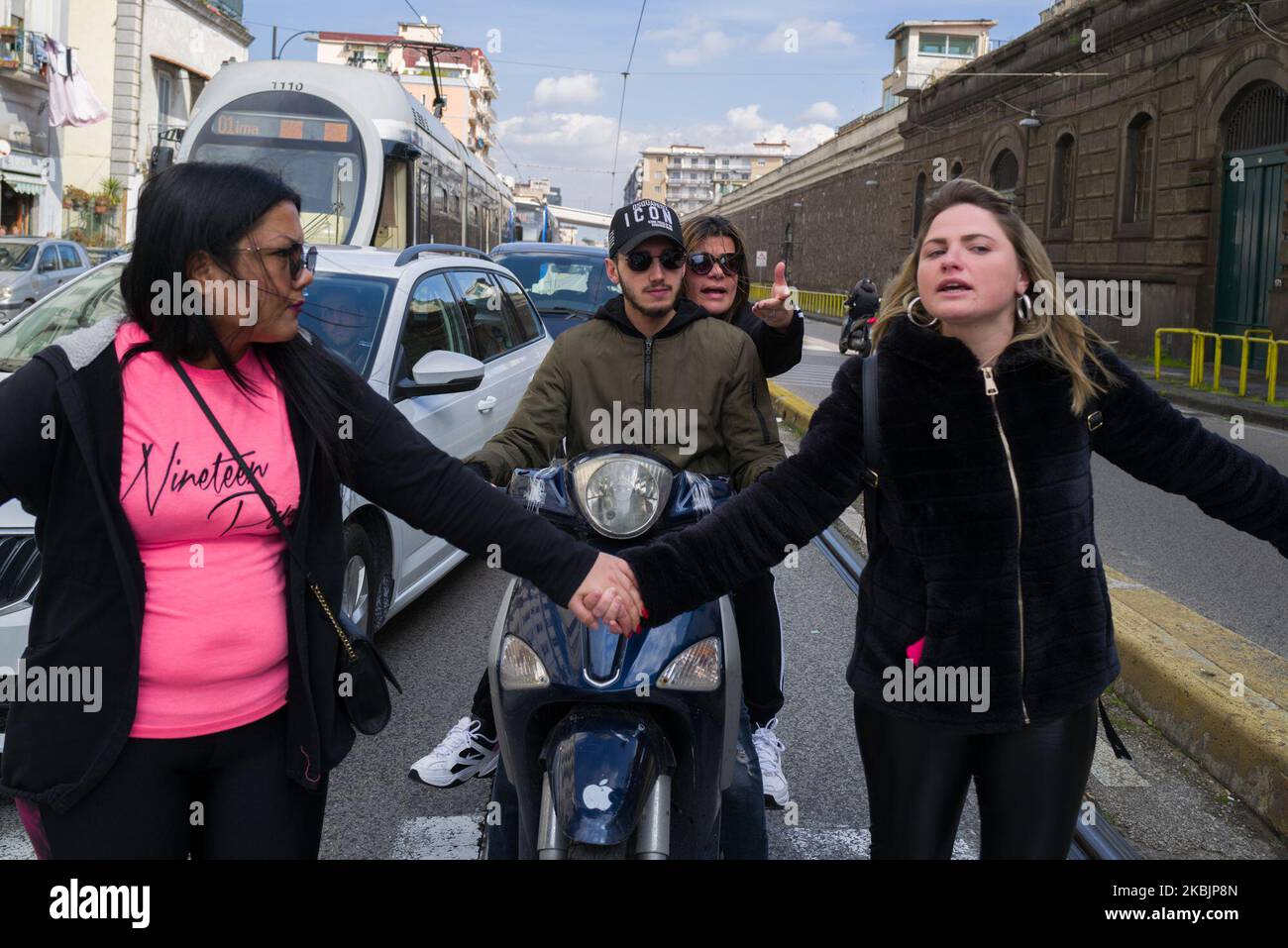 Protest against Covid-19 outside the prison of Poggioreale in Naples ...