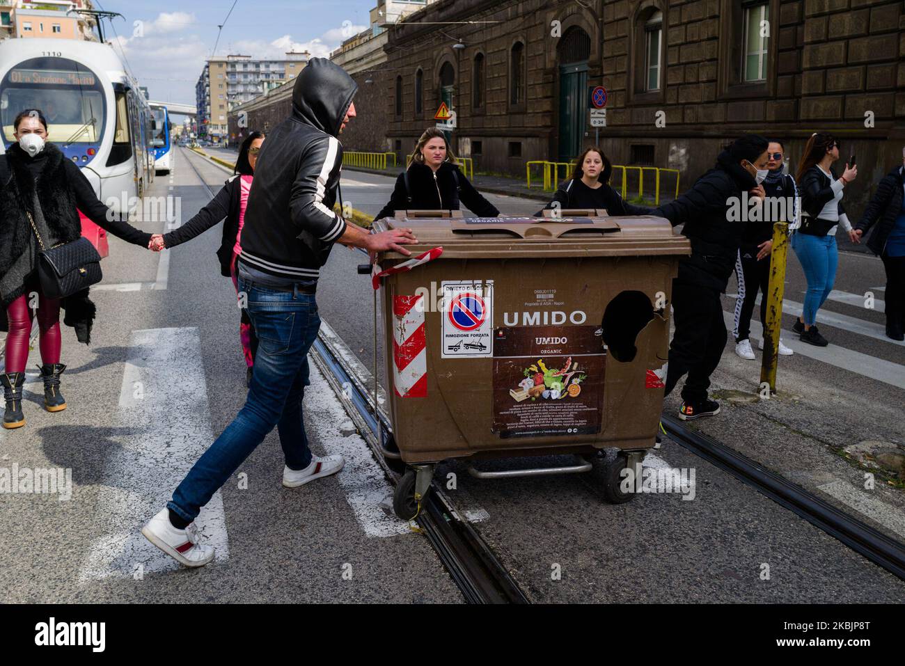 Protest against Covid-19 outside the prison of Poggioreale in Naples ...