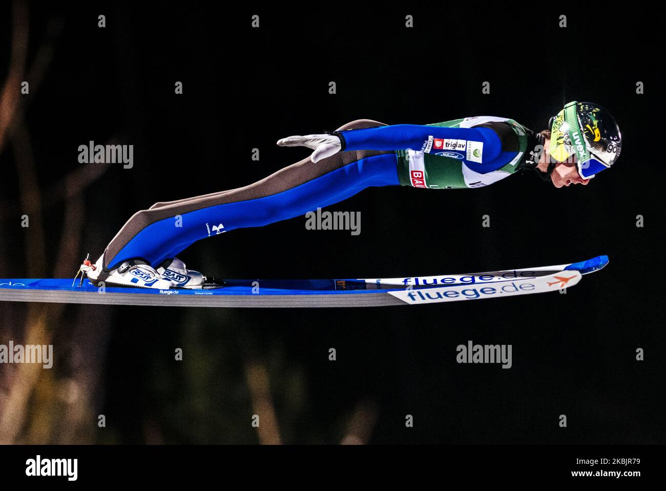 Timi Zajc soars in the air during the first round of the Men Large Hill ...