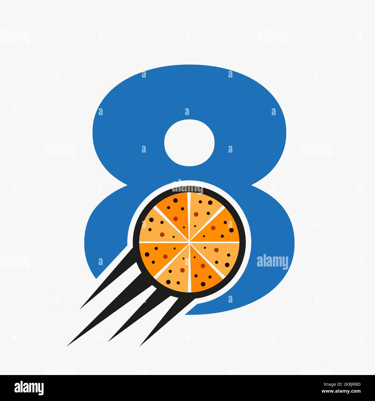 Initial Letter 8 Restaurant Cafe Logo With Pizza Concept Vector ...