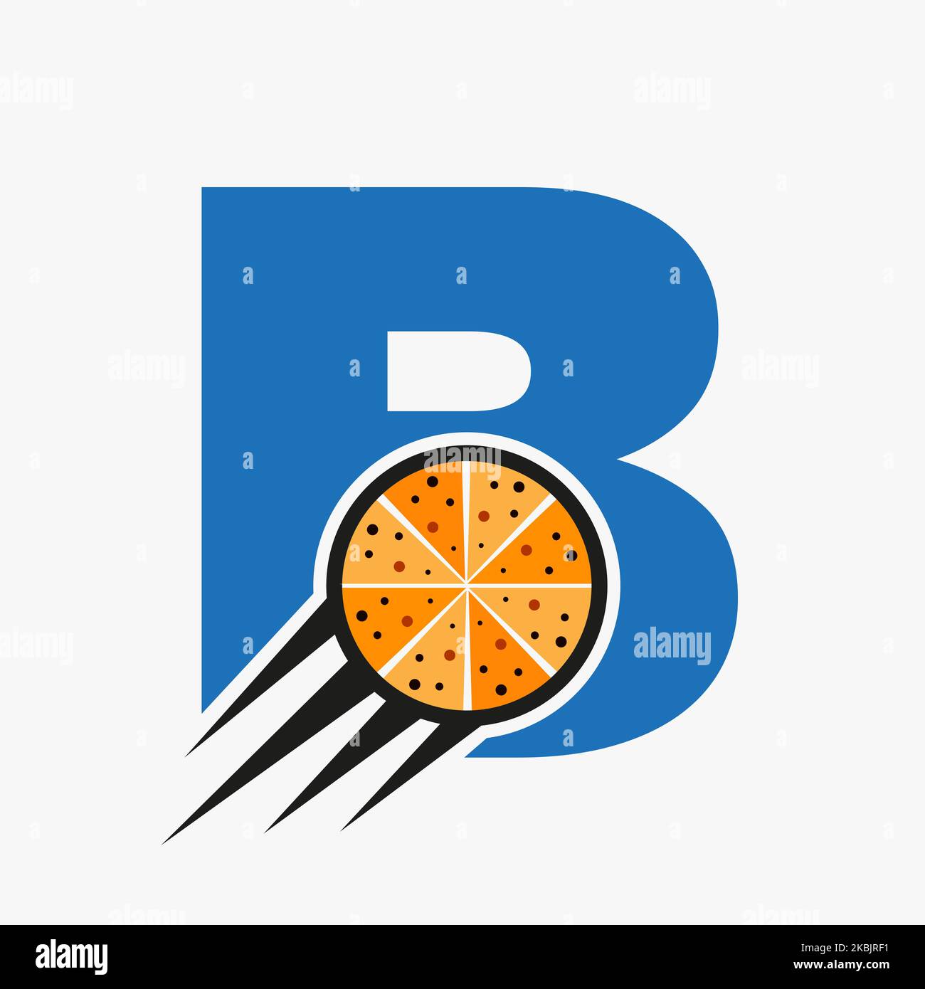 Initial Letter B Restaurant Cafe Logo With Pizza Concept Vector ...