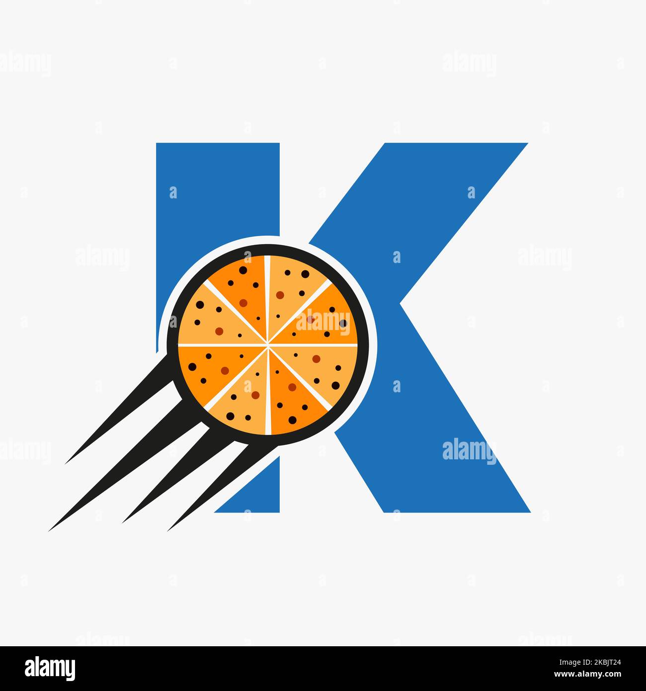 Initial Letter K Restaurant Cafe Logo With Pizza Concept Vector ...