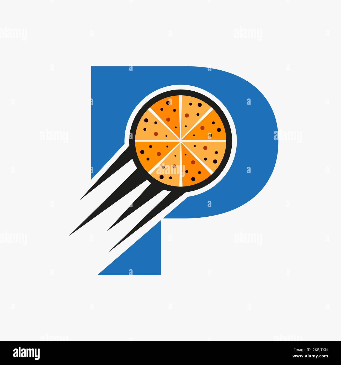 Initial Letter P Restaurant Cafe Logo With Pizza Concept Vector ...