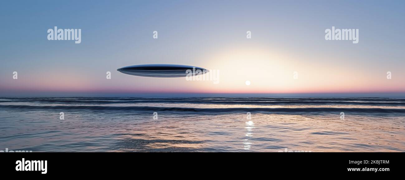 unidentified flying object sighting over the sea 3d illustration Stock ...