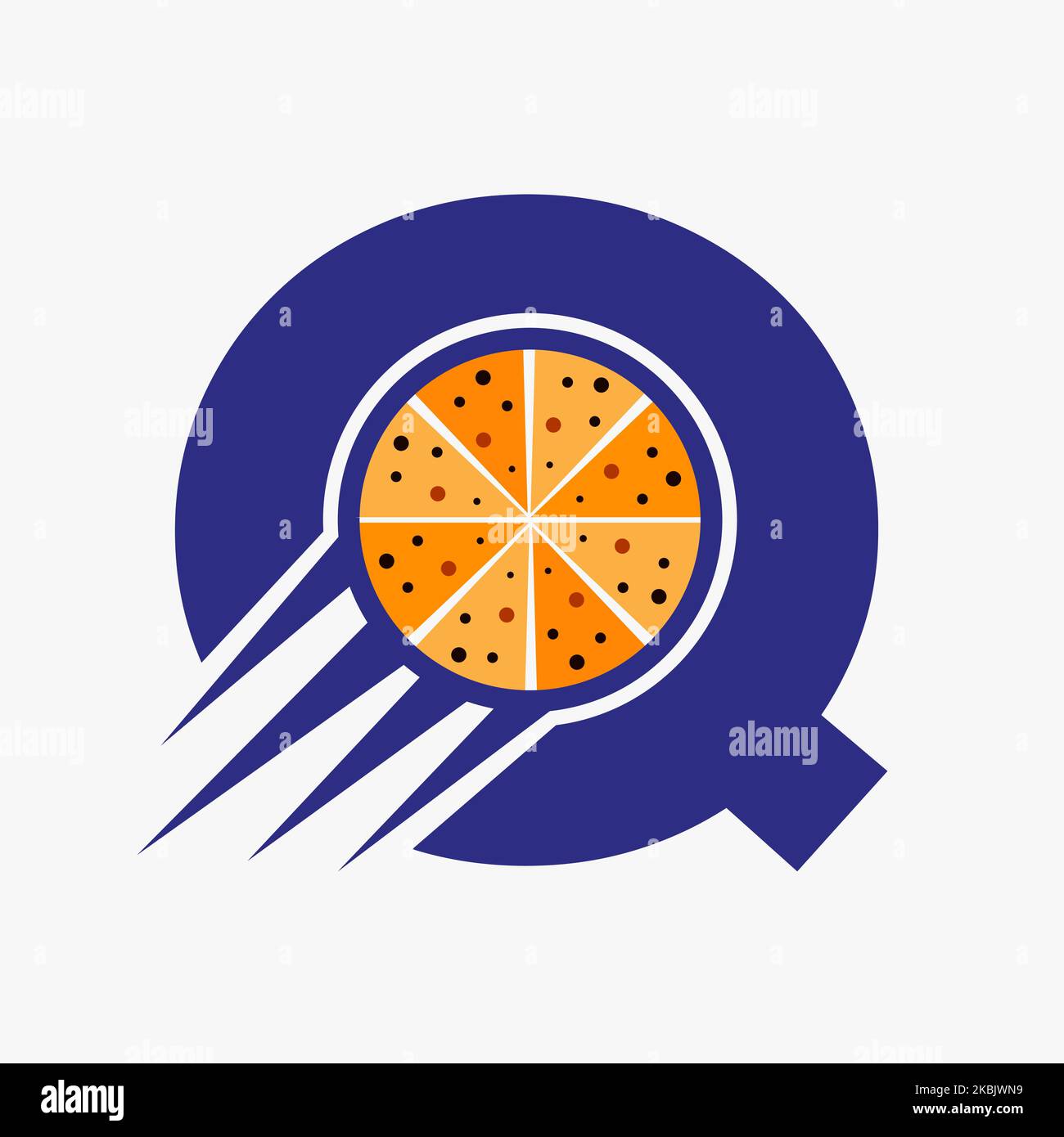 Initial Letter Q Restaurant Cafe Logo With Pizza Concept Vector ...