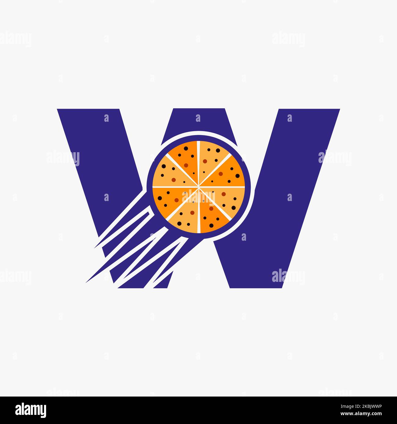 Initial Letter W Restaurant Cafe Logo With Pizza Concept Vector ...
