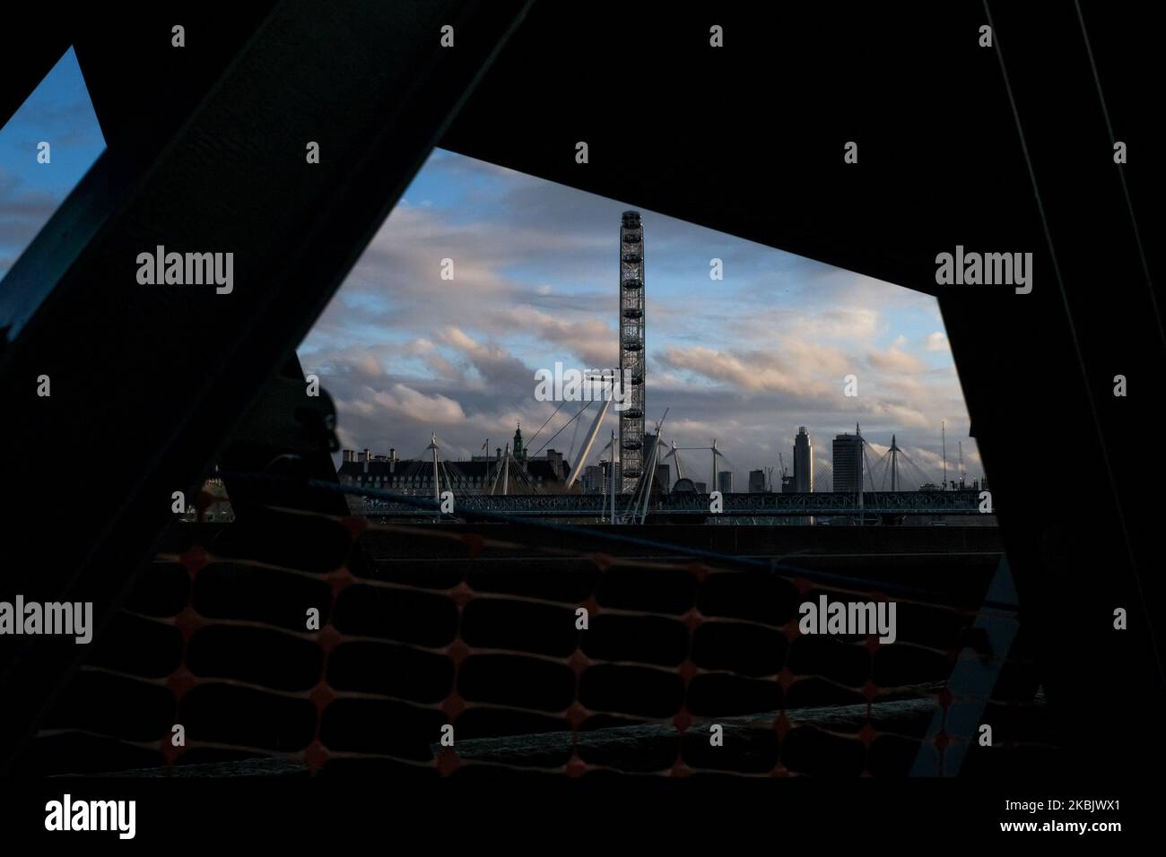 View of the Waterloo Bridge as the sun sets London on March 11, 2020 ...