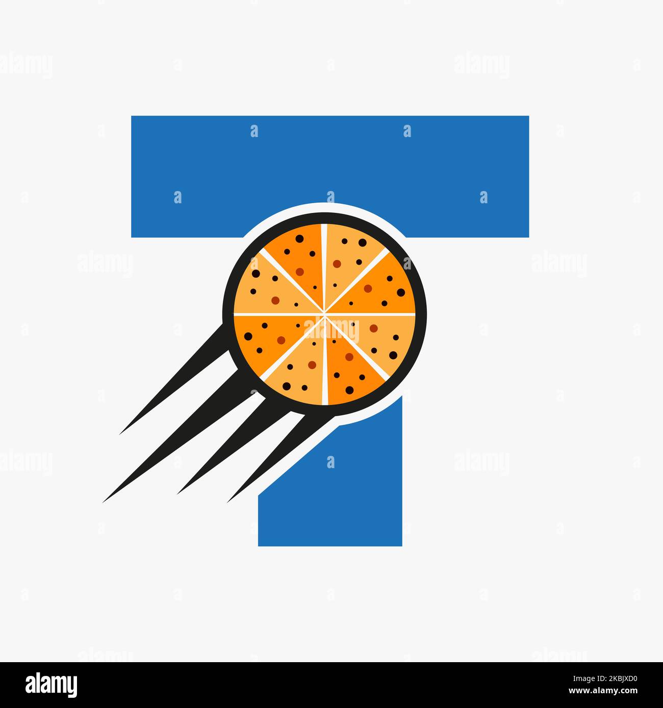 Initial Letter T Restaurant Cafe Logo With Pizza Concept Vector ...