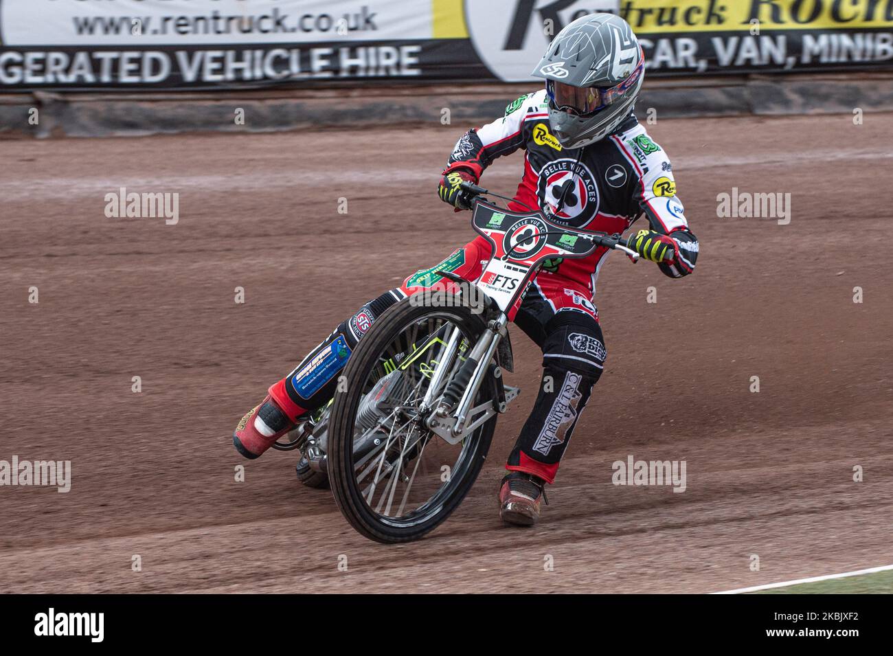 Jye Etheridge of Belle Vue Aces in action during The Belle Vue Speedway ...