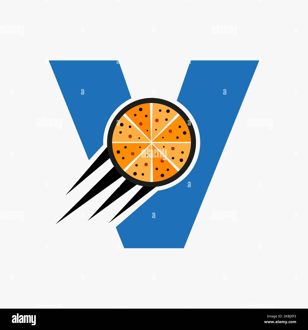 Initial Letter V Restaurant Cafe Logo With Pizza Concept Vector ...