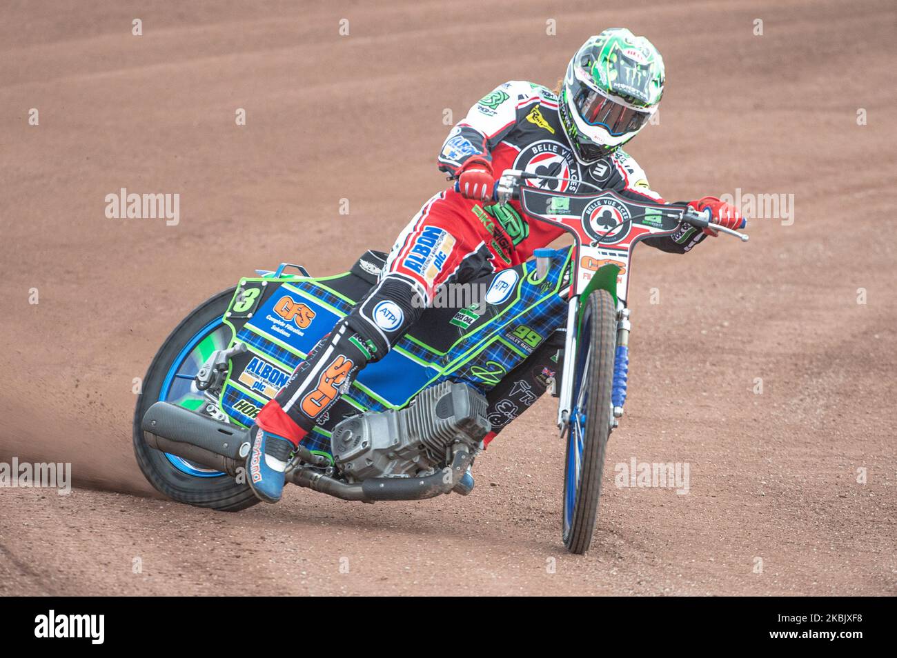 Dan Bewley of Belle Vue Aces in action during The Belle Vue Speedway ...