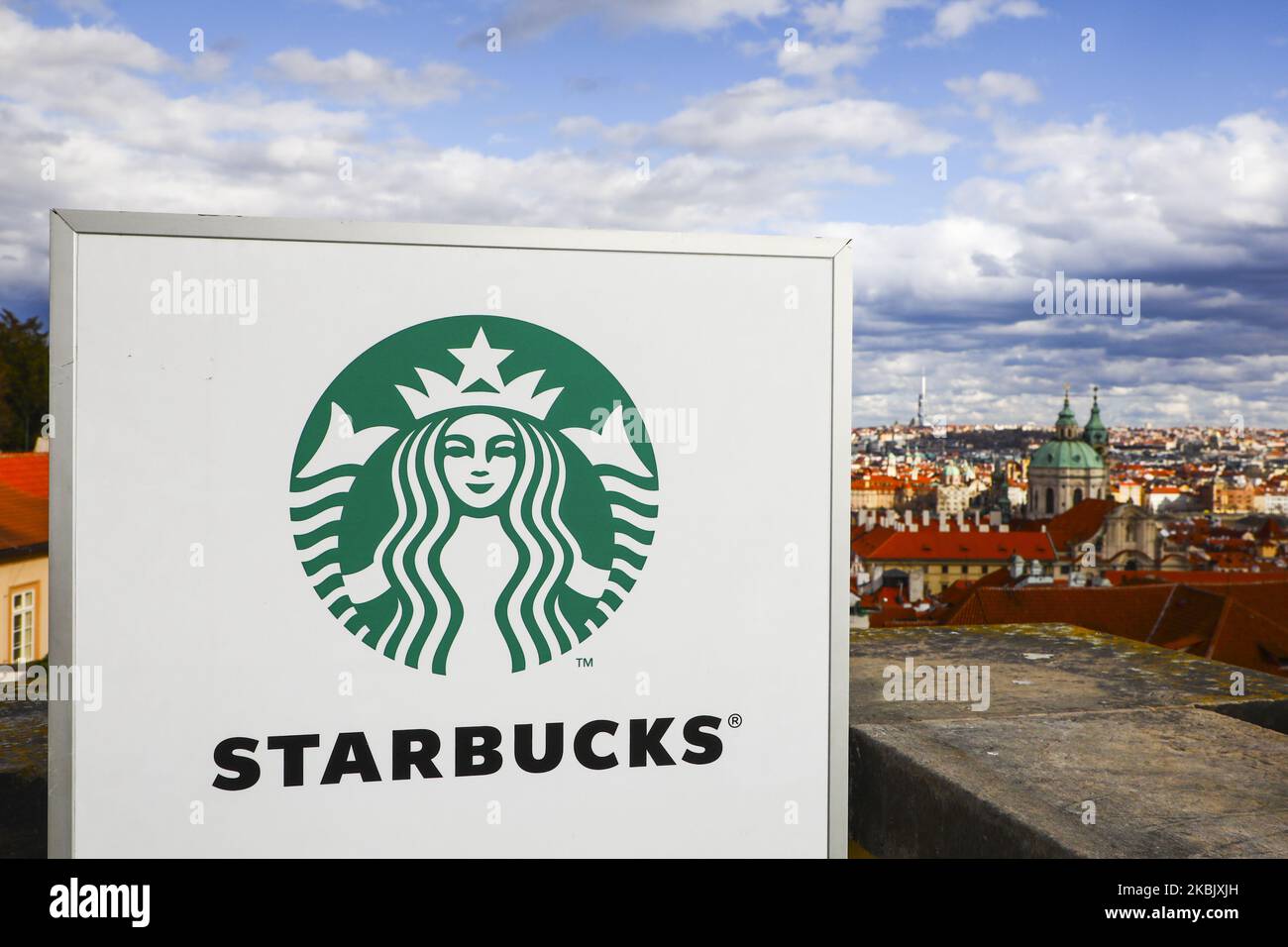 Starbucks coffee shop by Hradcany Square with a panoramic view over ...