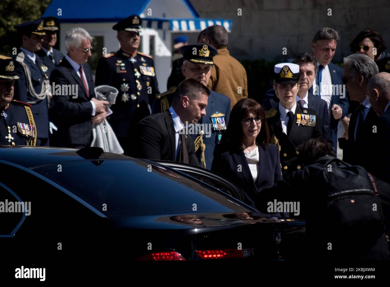 Newly sworn-in President Katerina Sakellaropoulou arrives to attend the ...