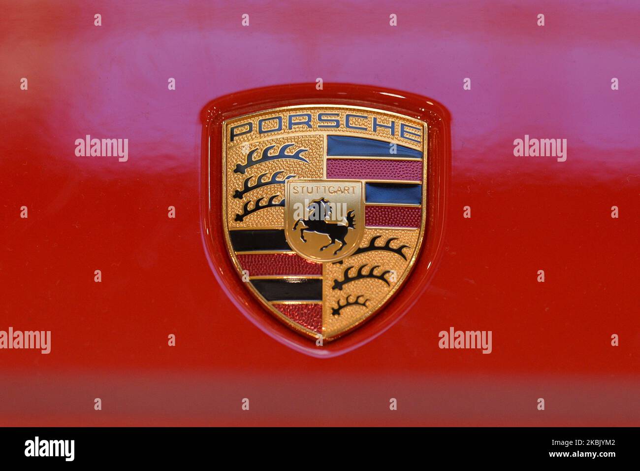Porsche logo seen on Porsche 911 Carrera 4 992 at Porsche cars ...