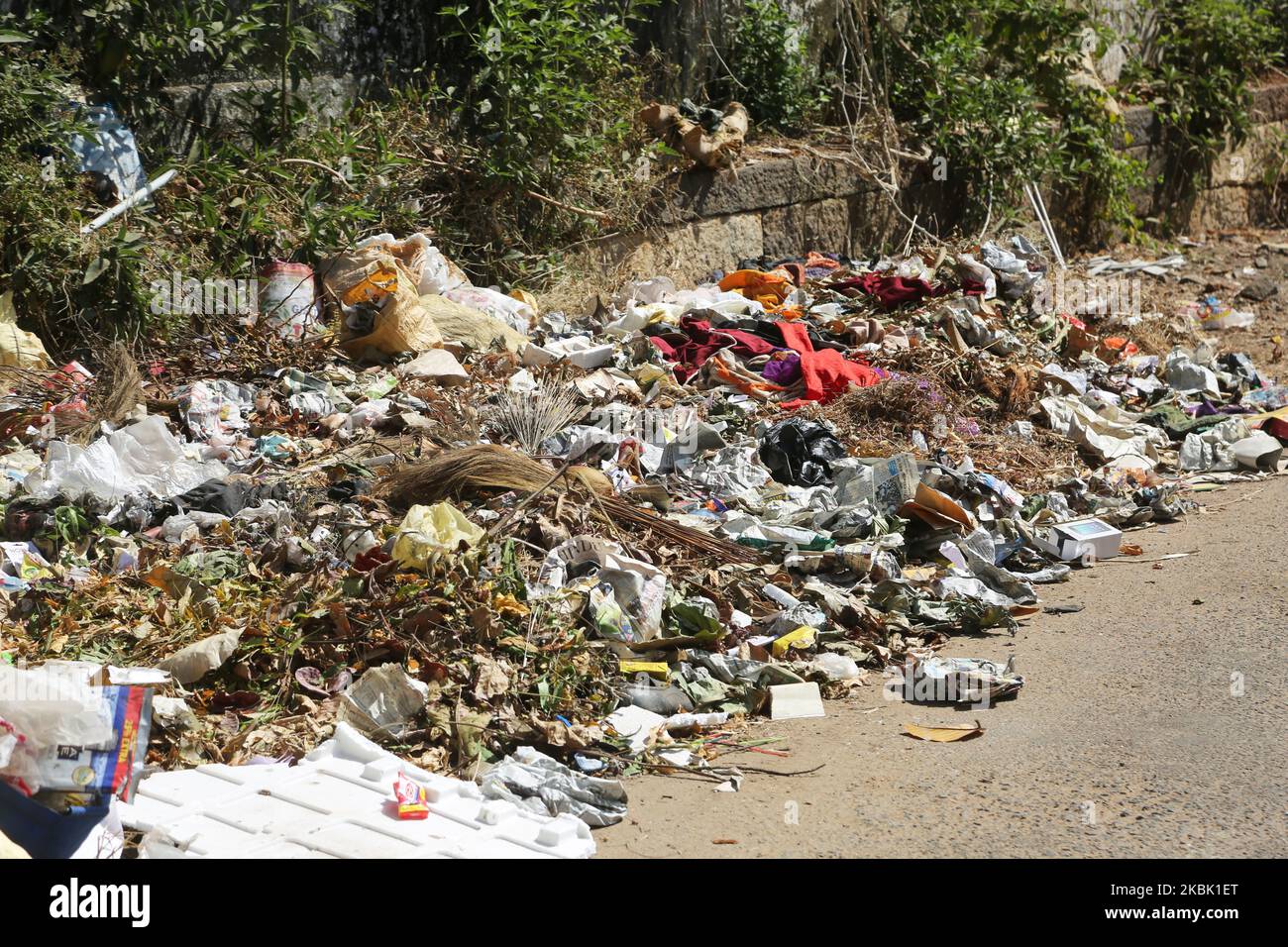 Pile of garbage along the roadside in Padmanabhapuram, Tamil Nadu ...