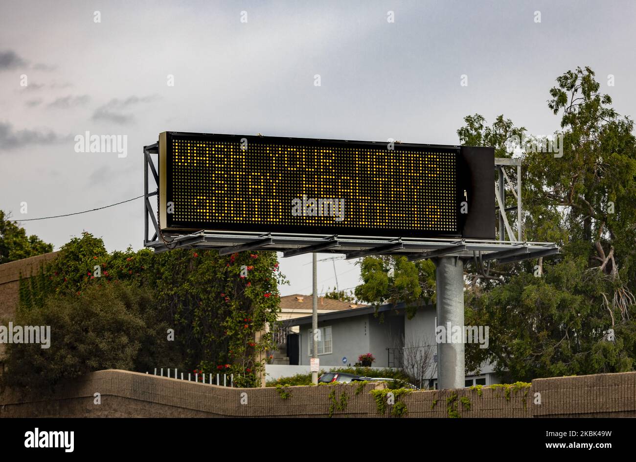 Public warnings for the Covid-19 pandemic are broadcasted along Los ...