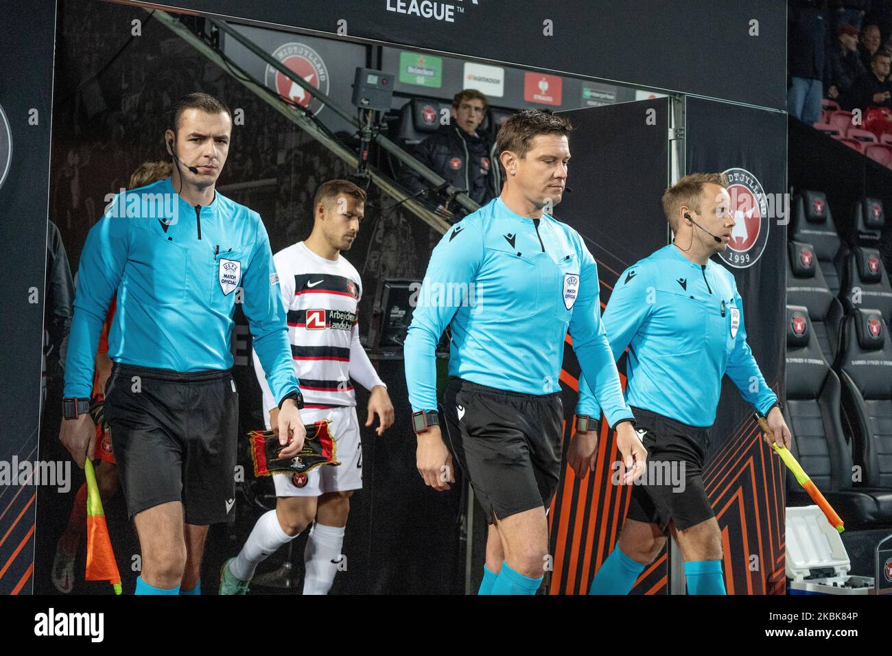 Herning, Denmark. 03rd Nov, 2022. Referee Matej Jug seen during the UEFA Europa League match ...