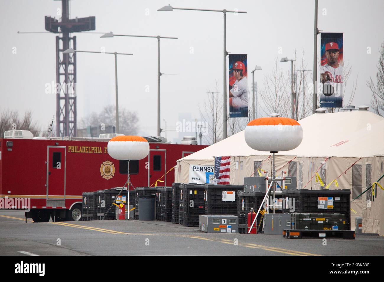 A drive-through testing site for the COVID-19 coronavirus is set up ...
