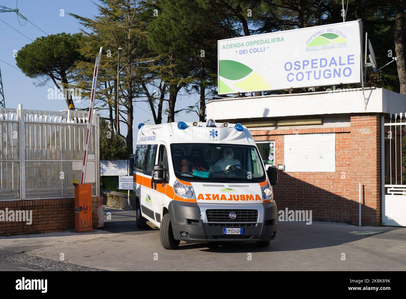 An ambulance car outside Cotugno Hospital in Naples, Italy Mach 19 ...