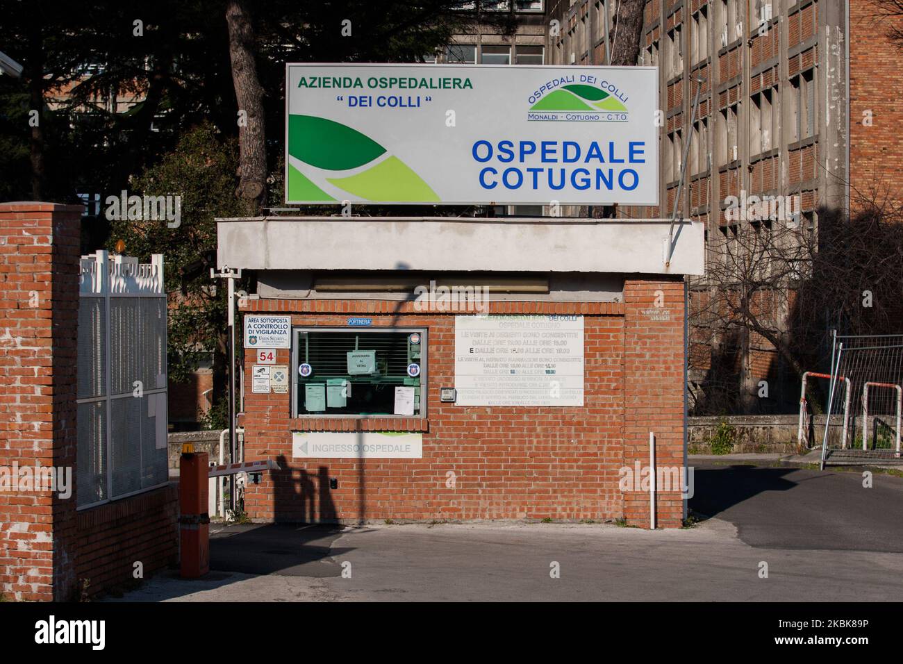 Entry of the Cotugno Hospital in Naples, Italy Mach 19, 2020. (Photo by ...
