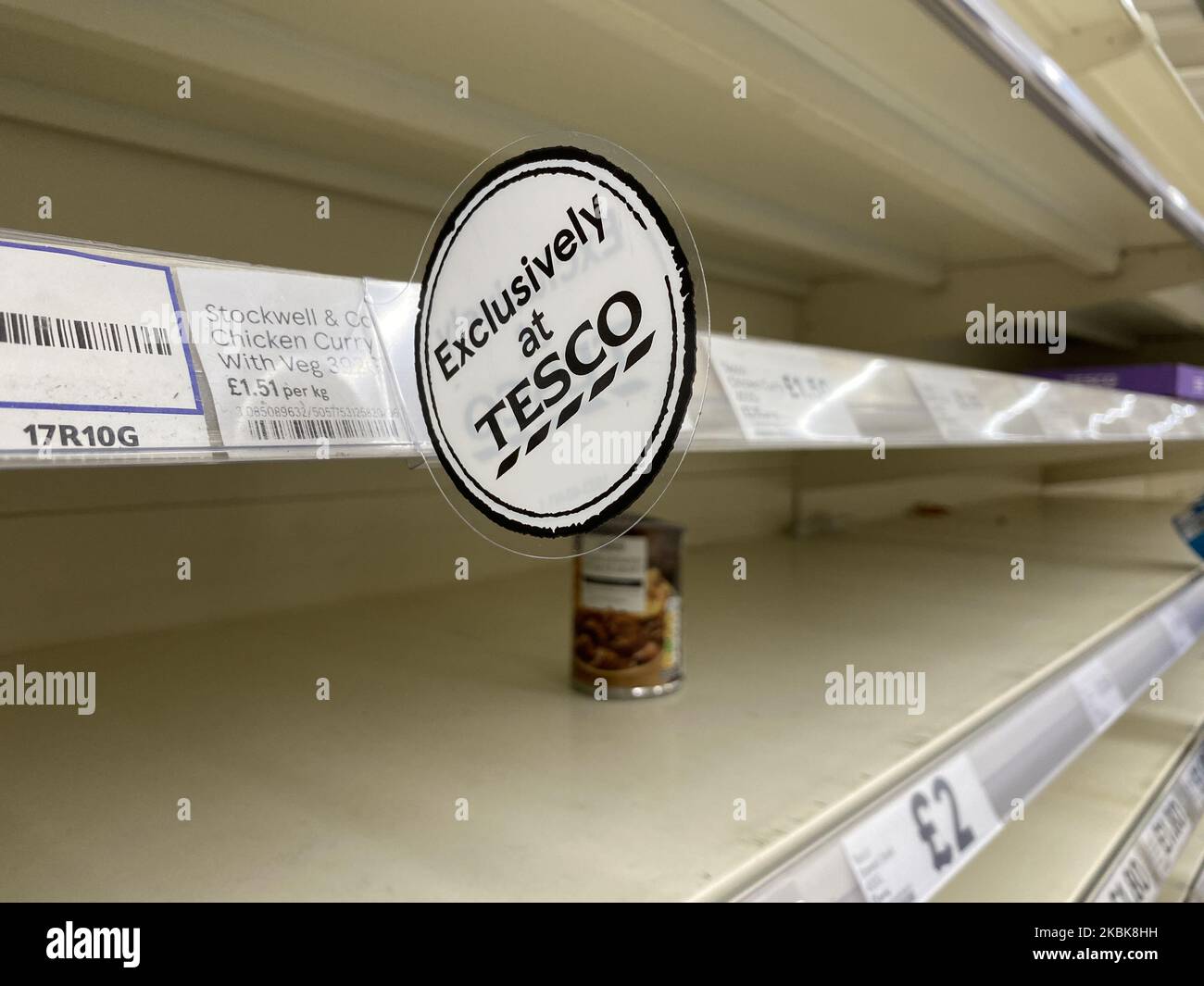 General view of empty shelves at a Tesco superstore in London on March ...