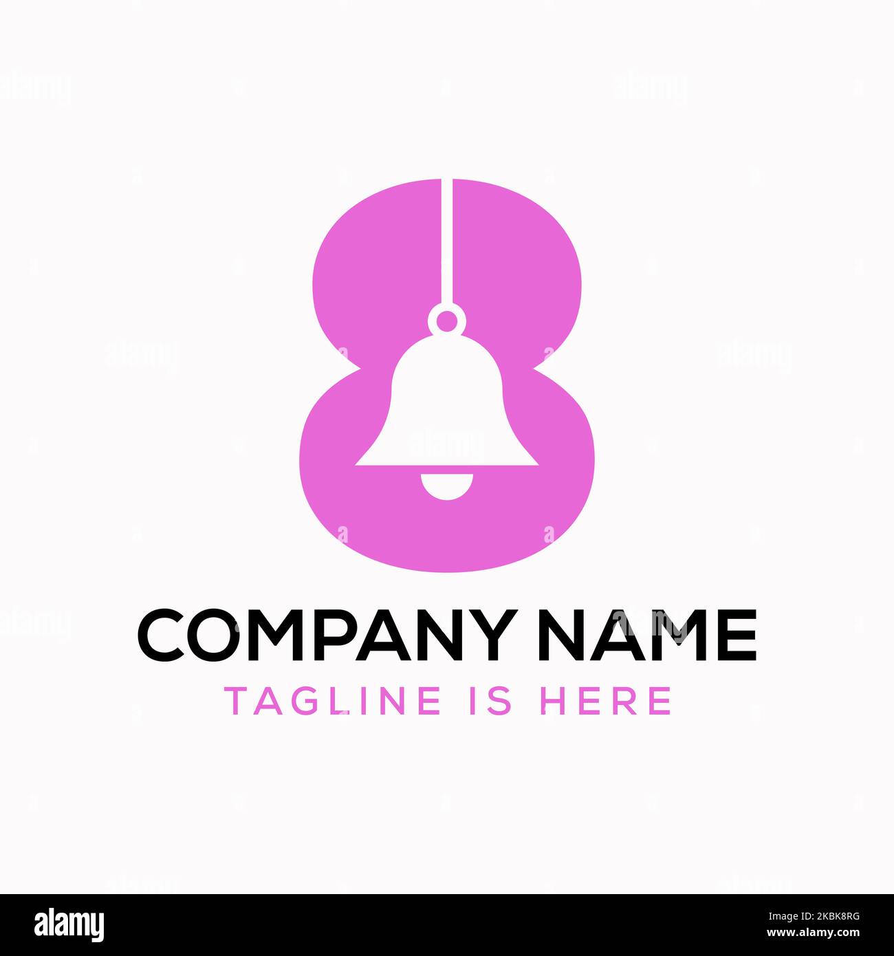 Letter 8 Cowbell Logo Concept With Hanging Bell Symbol Vector Template ...