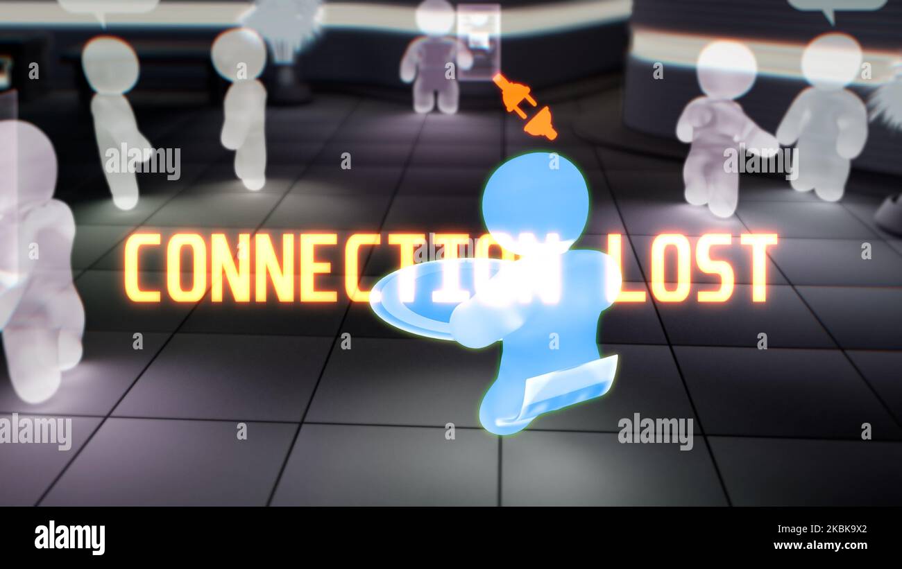 simulation or metaverse avatar of a user gets connection lost message ...