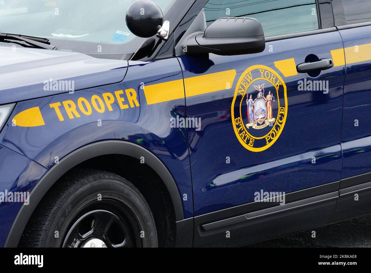 New York State Police Officers car working at the site of the Staten ...