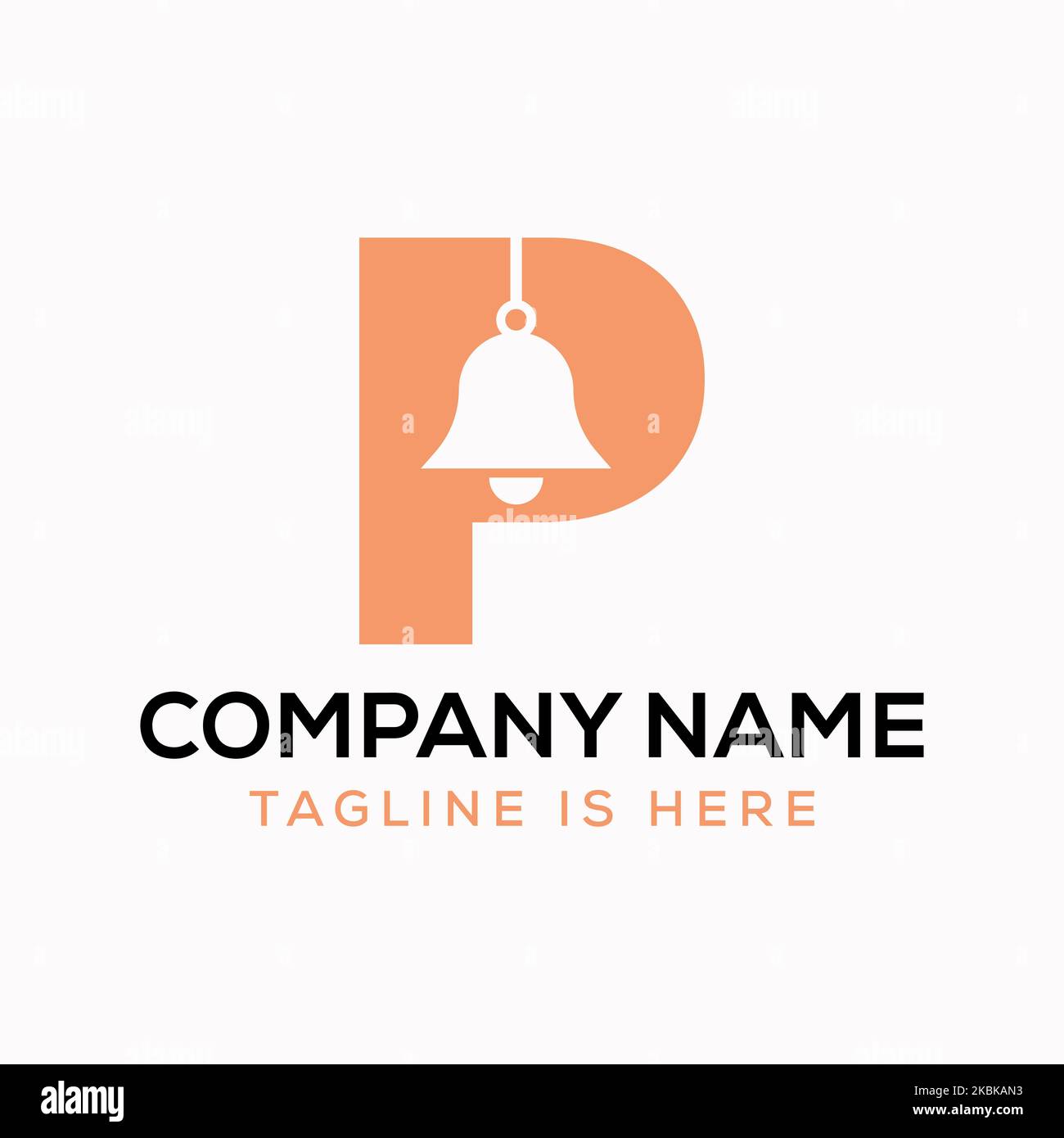 Letter P Cowbell Logo Concept With Hanging Bell Symbol Vector Template ...