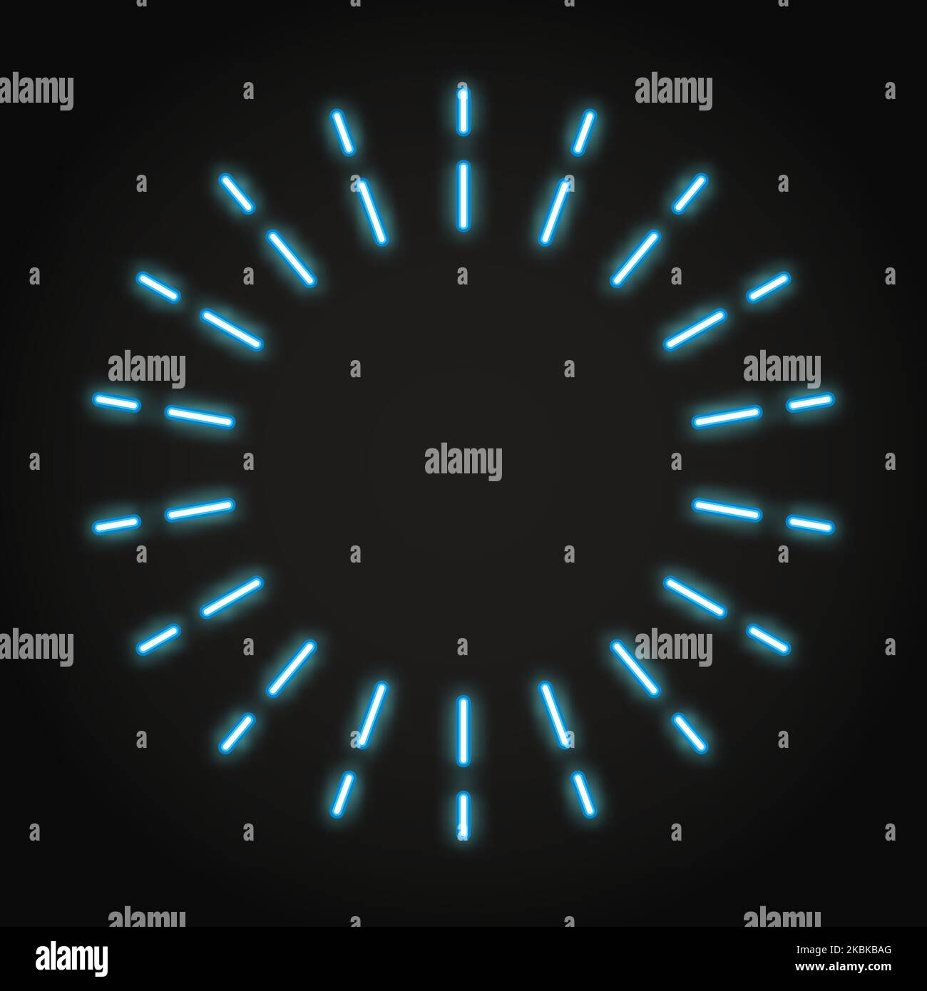 Neon radial burst in line style. Circular shine frame, glowing lines ...