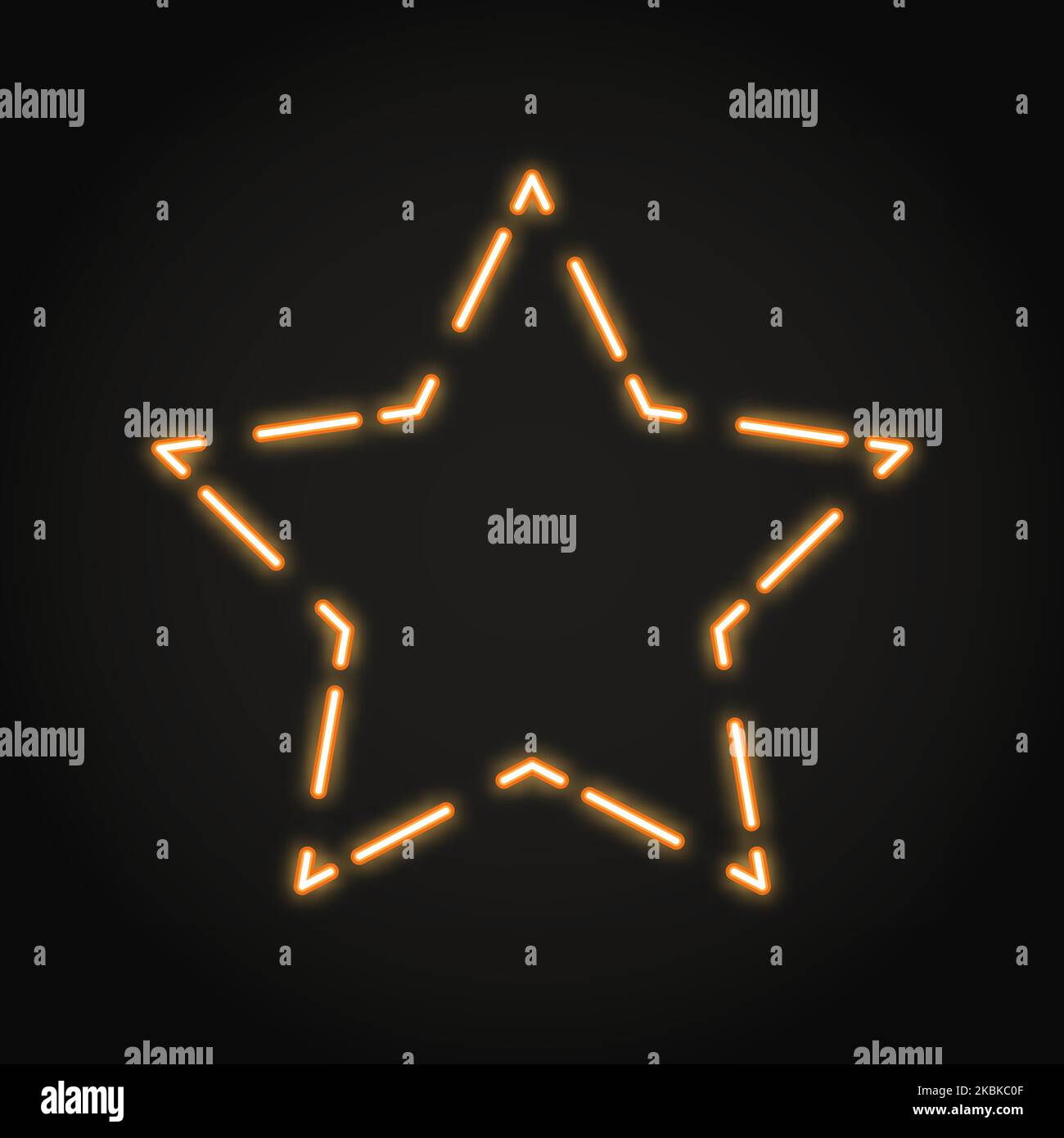 Neon orange shining star frame in line style. Glowing lines border ...
