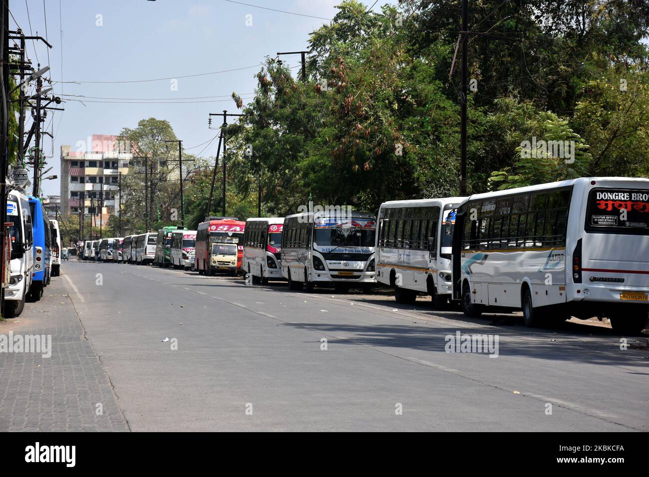 A general view of empty buse stand are seen during a One day nationwide ...