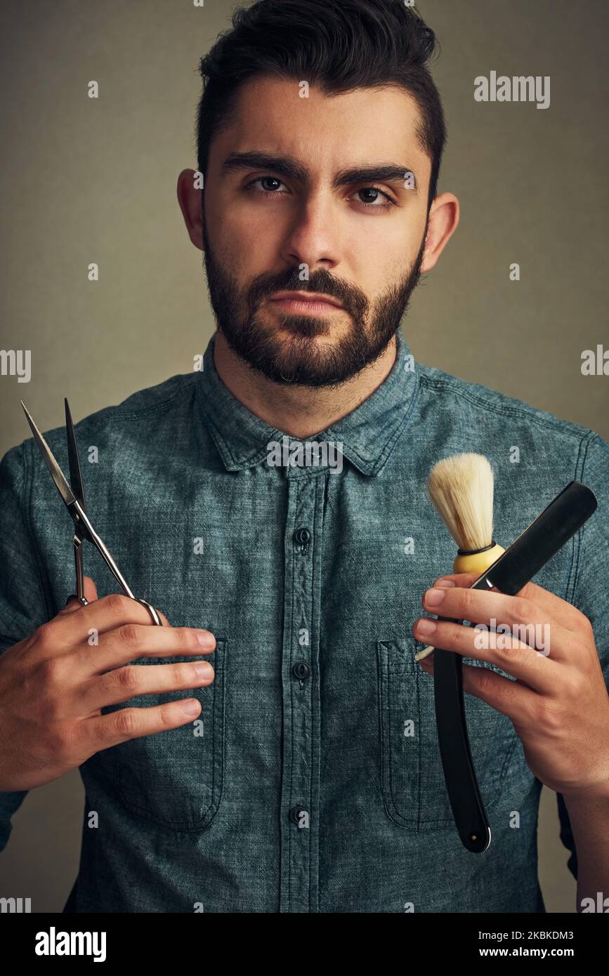 Holding straight razor hi-res stock photography and images - Alamy