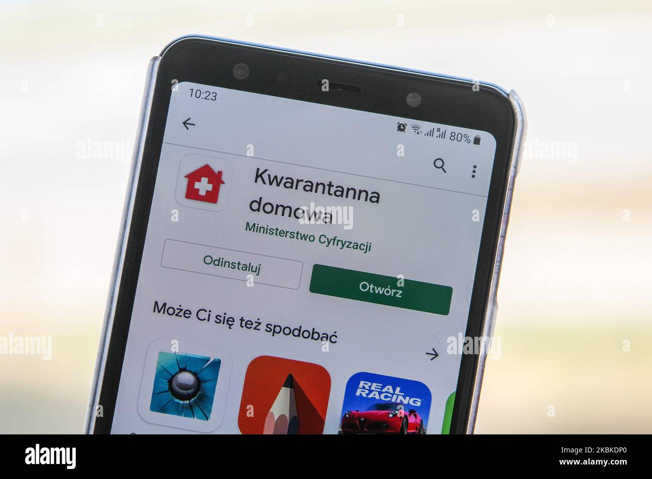 The Home Quarantine app opened on Android phone is seen in Gdynia ...
