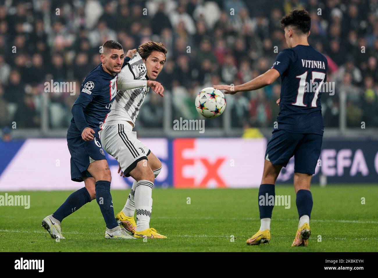 Marco Verratti of Paris Saint Germain, Federico Chiesa of Juventus FC ...