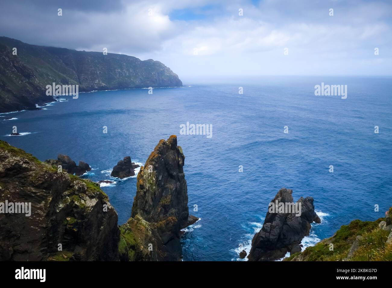 Cape Ortegal cliffs and atlantic ocean view, Galicia, Spain Stock Photo ...