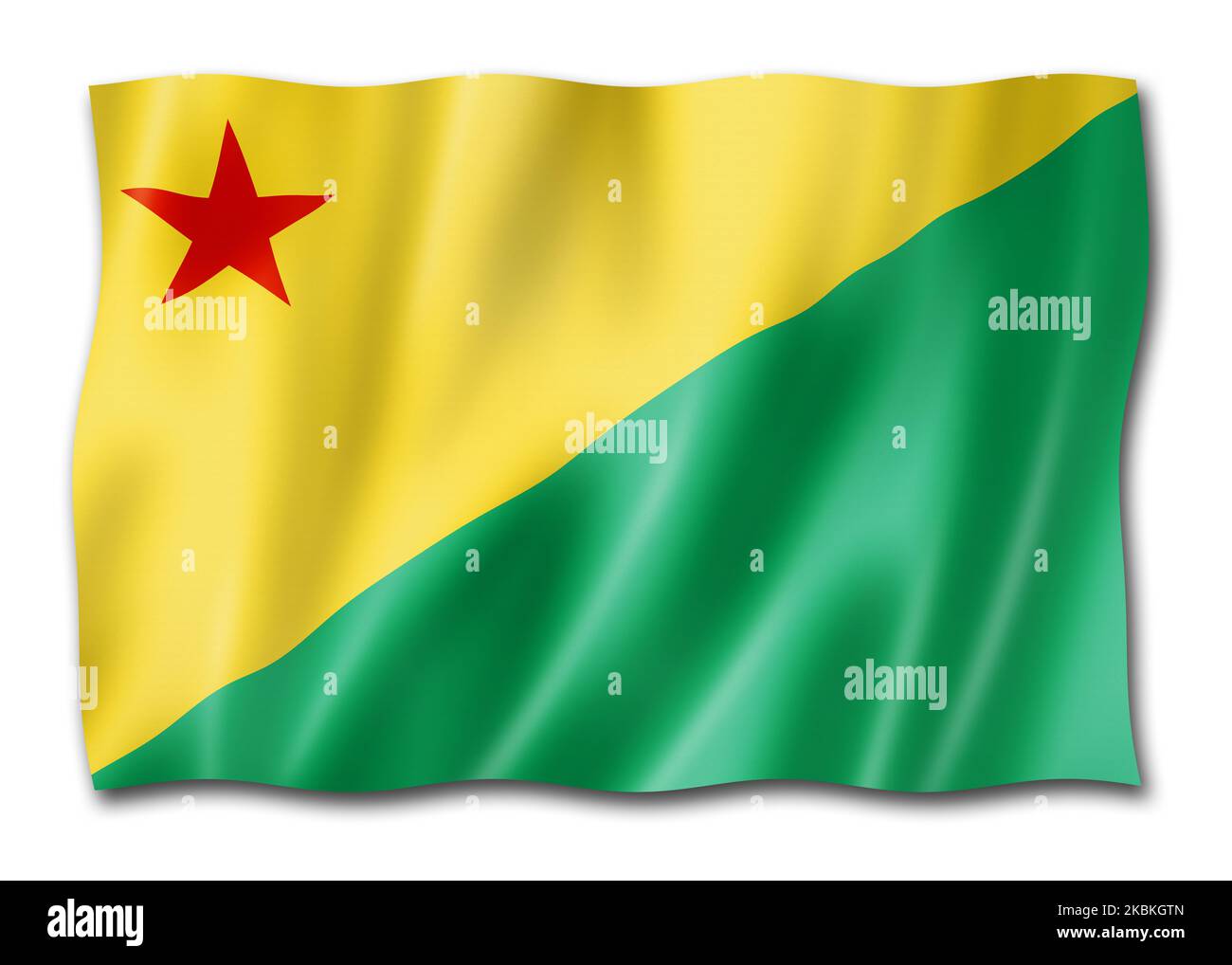 Acre state flag, Brazil waving banner collection. 3D illustration Stock ...