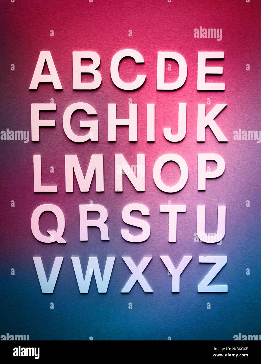 Alphabet made with solid letters. top view photo Stock Photo - Alamy