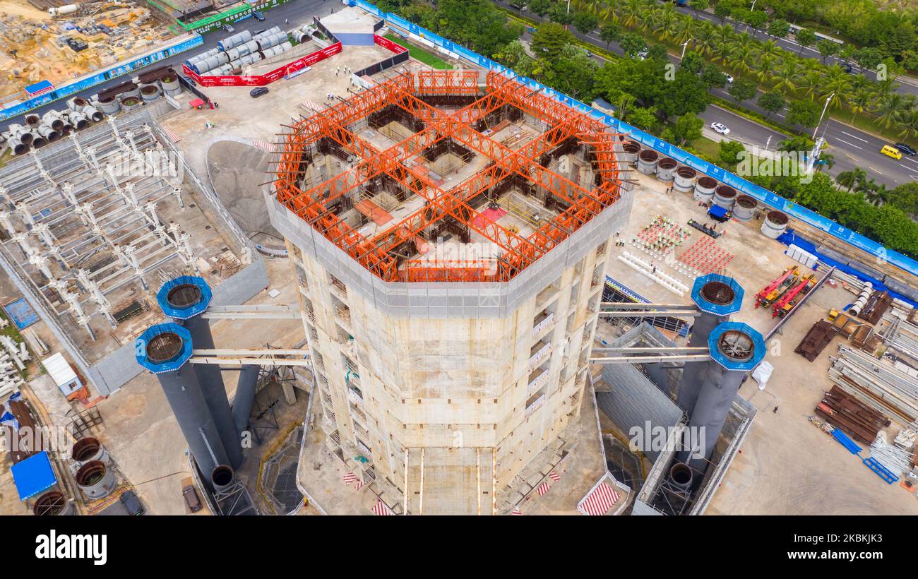 Aerial photos show the Hainan Center Project located in the Dayingshan ...