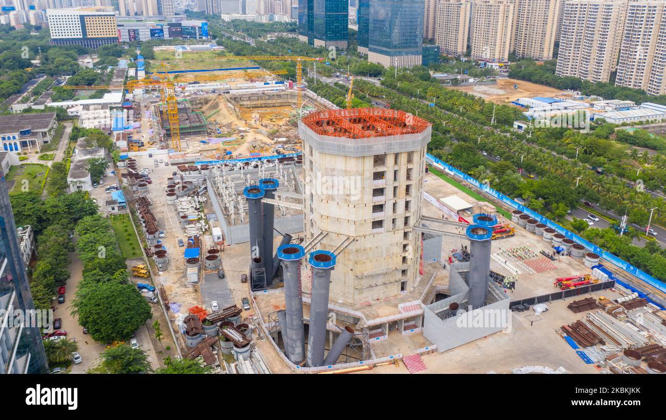 Aerial photos show the Hainan Center Project located in the Dayingshan ...