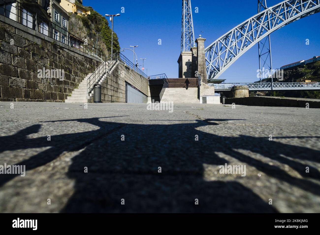 A drone view of Porto, Portugal, on March 26, 2020 during the ...