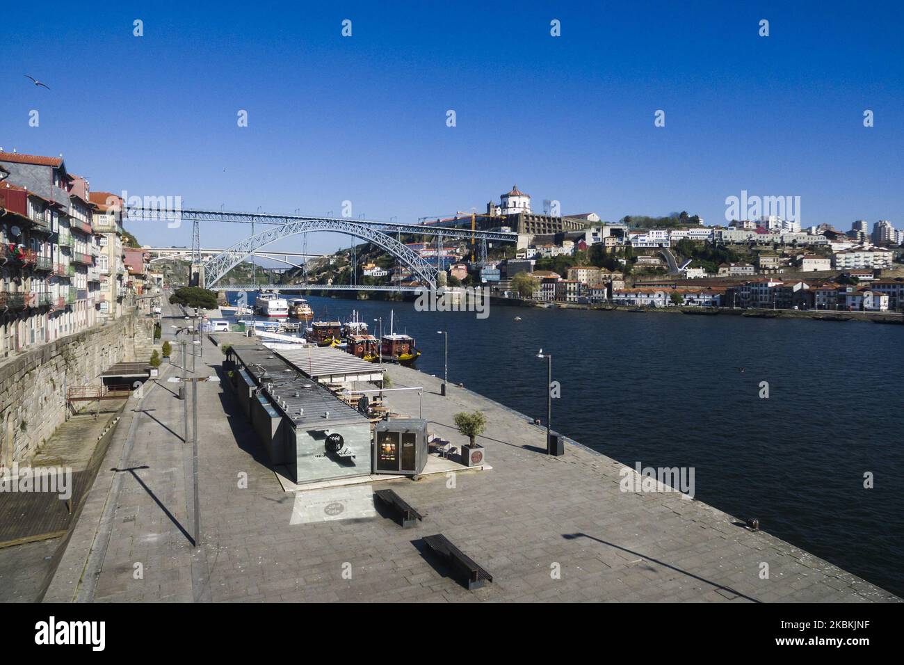 A drone view of Porto, Portugal, on March 26, 2020 during the ...