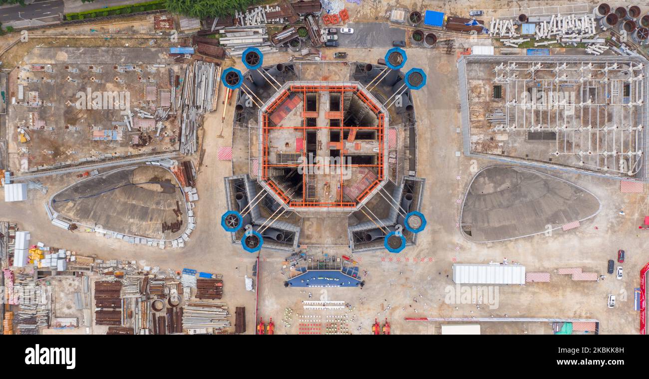 Aerial photos show the Hainan Center Project located in the Dayingshan ...