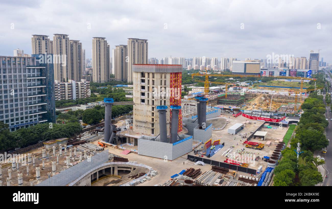 Aerial photos show the Hainan Center Project located in the Dayingshan ...