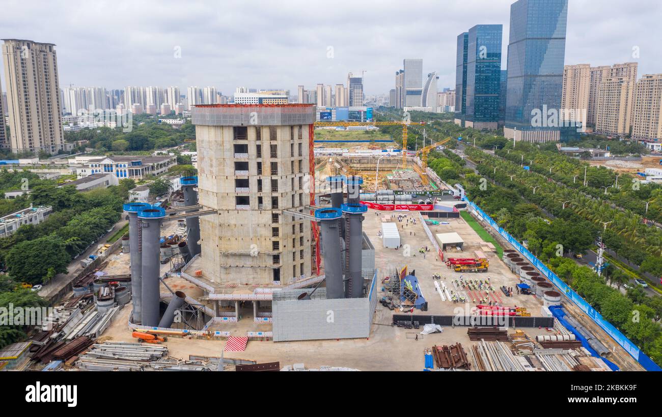 Aerial photos show the Hainan Center Project located in the Dayingshan ...
