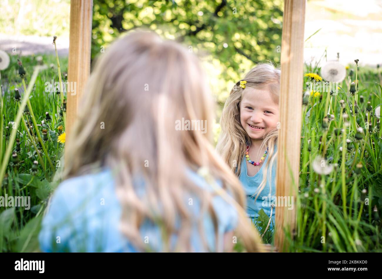 Child reflection happy mirror hi-res stock photography and images - Alamy
