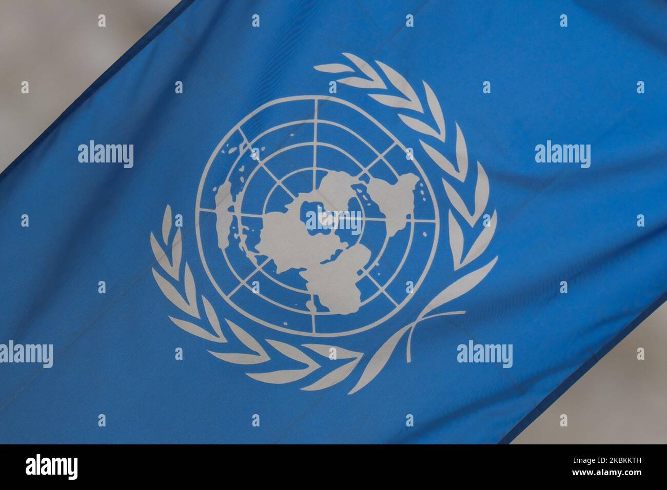 Flag of the United Nations seen in the center of Bethlehem. On Thursday ...
