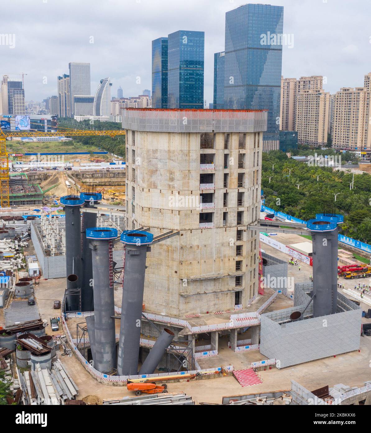 Aerial photos show the Hainan Center Project located in the Dayingshan ...